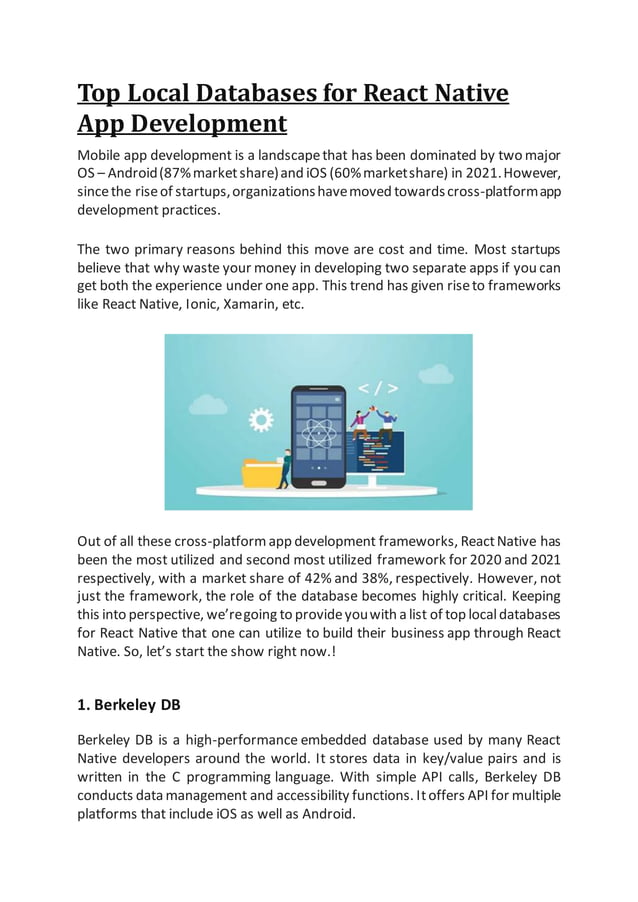 Top local databases for react native app development | PDF