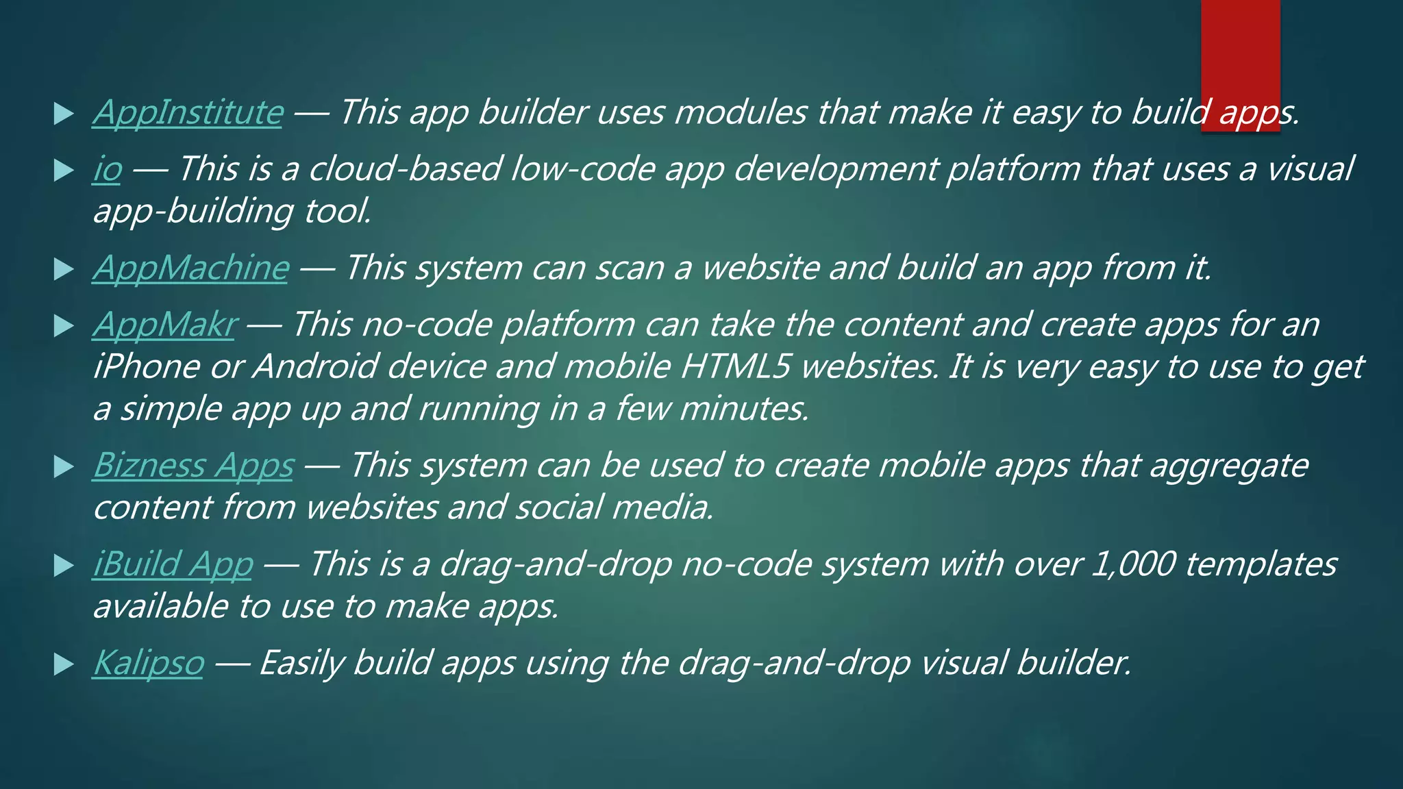 Top Low Code Mobile App Development Platforms Pptx Web Development Internet
