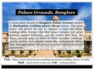 Top Luxury Wedding Venues In India | Vision Vivaah | PPTX