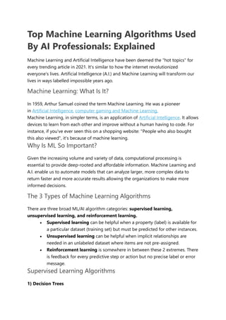 Top Machine Learning Algorithms Used By AI Professionals ARTiBA.pdf