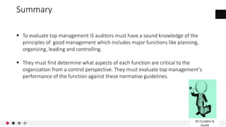 Information Systems Control and Audit - Chapter 3 - Top Management ...