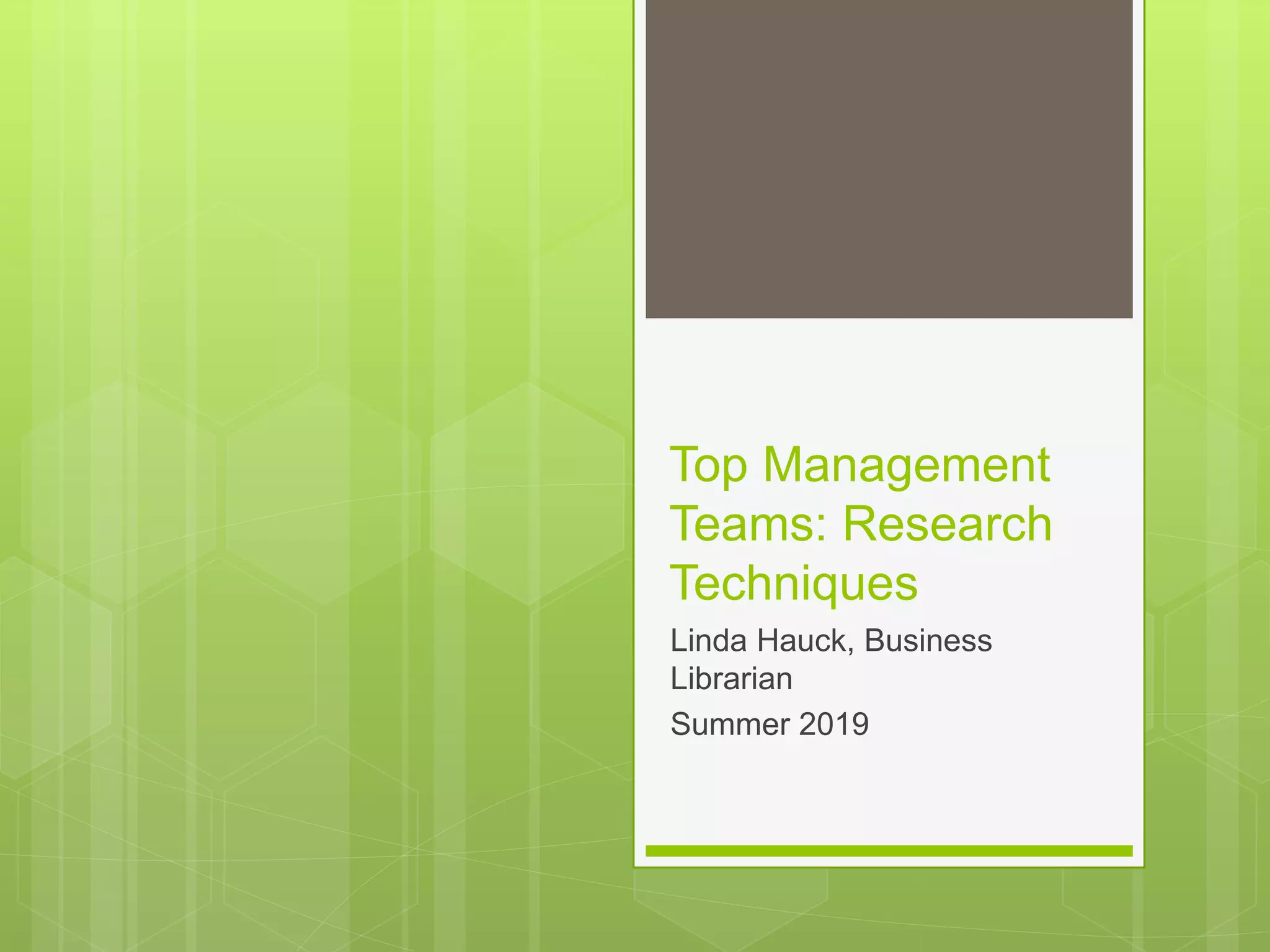 Top management teams summer 2019 | PPT