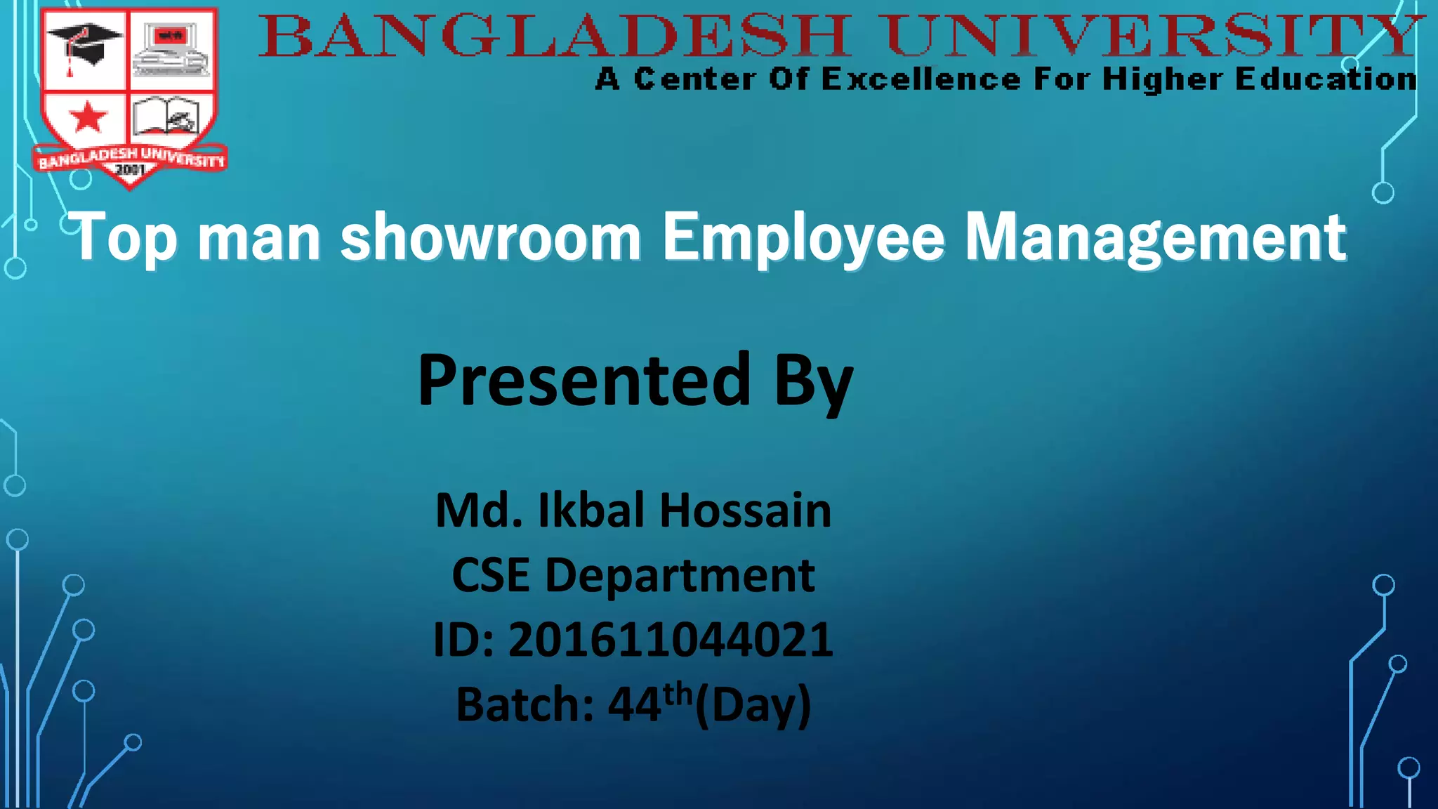 Top man showroom employee management | PPT