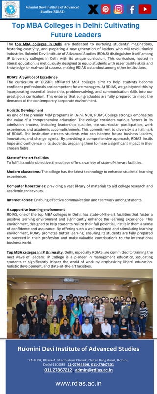 Top MBA Colleges in Delhi: Cultivating Future Leaders | PDF