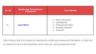 Top 11 Mobile App Development Frameworks | PPTX