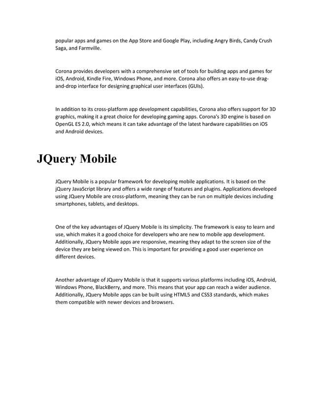 Top Mobile App Development Frameworks In 2022 Docx
