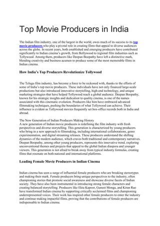 Top Movie Producers in India - Deepan Boopathypdf | PDF