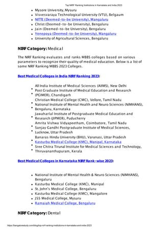 List of Top NIRF Ranking Institutions in Karnataka and India.pdf