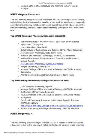 List of Top NIRF Ranking Institutions in Karnataka and India.pdf