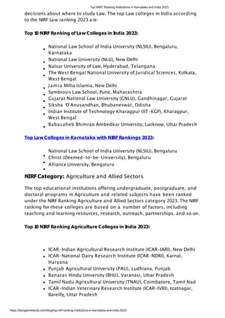 List of Top NIRF Ranking Institutions in Karnataka and India.pdf