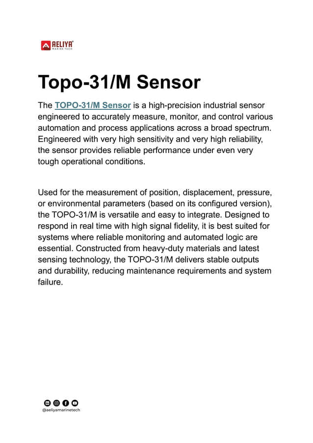 TOPO-31/M Sensor – Technical Overview, Features & Applications | PDF