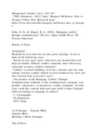 Top of FormDiscussion 2 Building a Better DialogueBuilding a | PDF