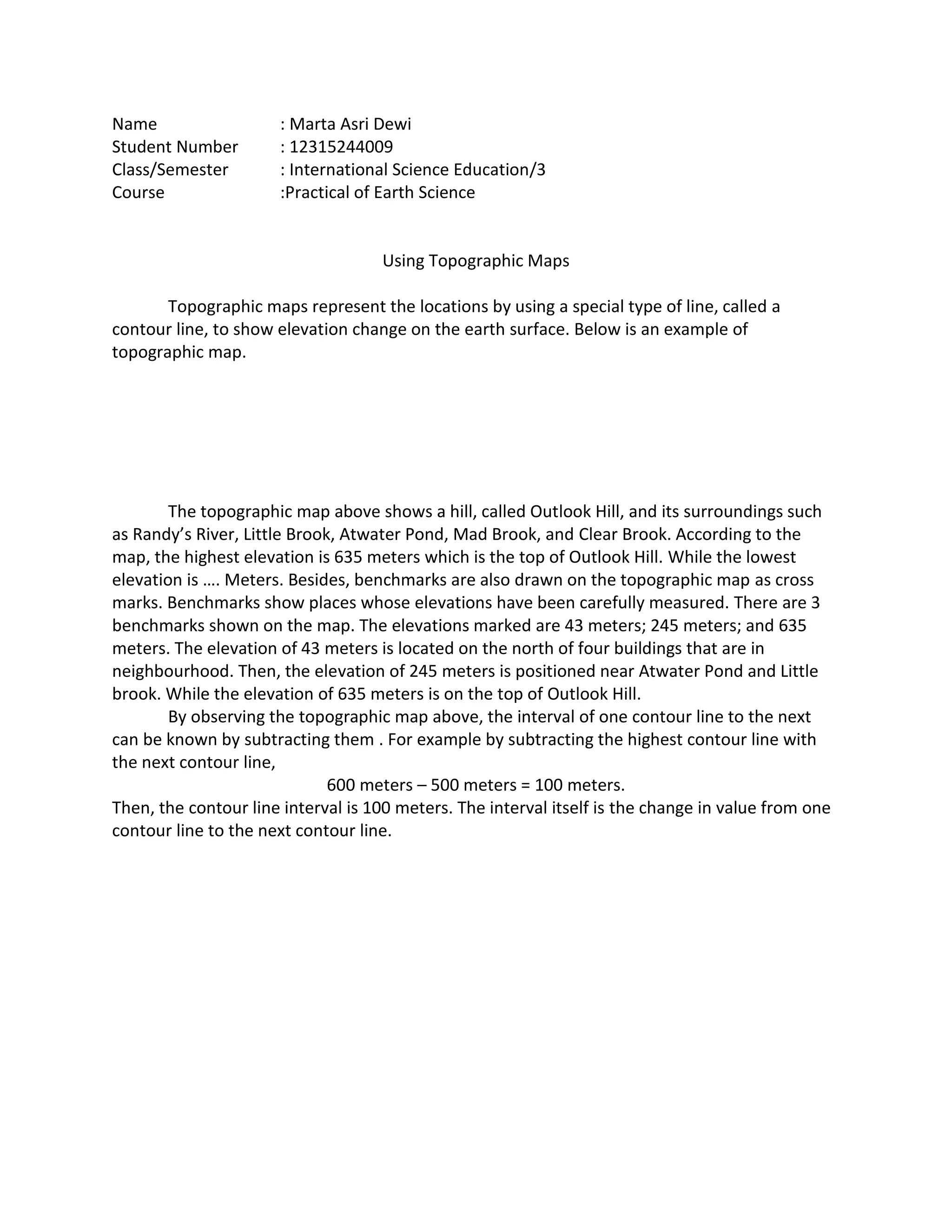 Topographic Maps Task Pdf