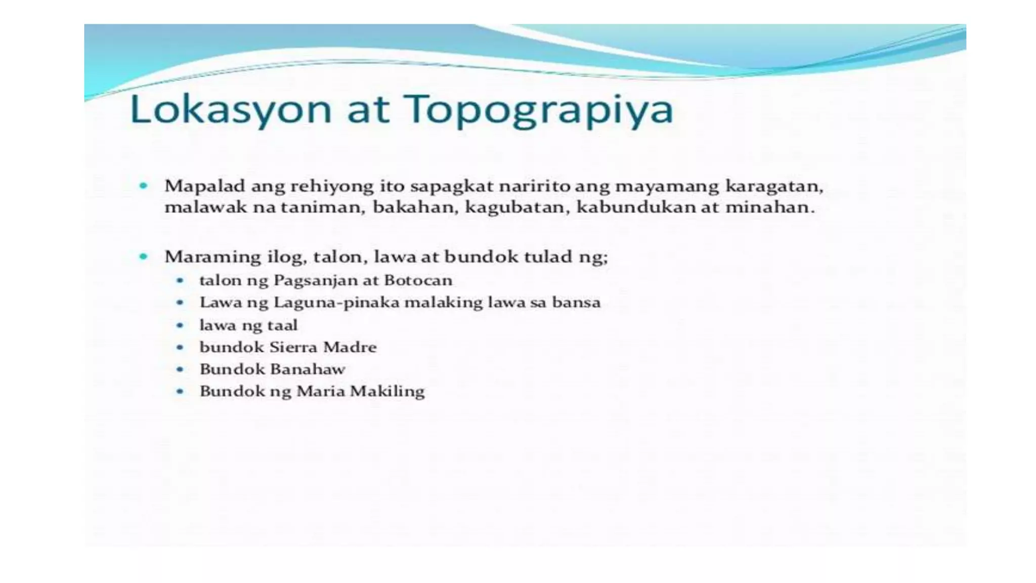 Topograpiya ng mga rehiyon sa luzon | PPTX