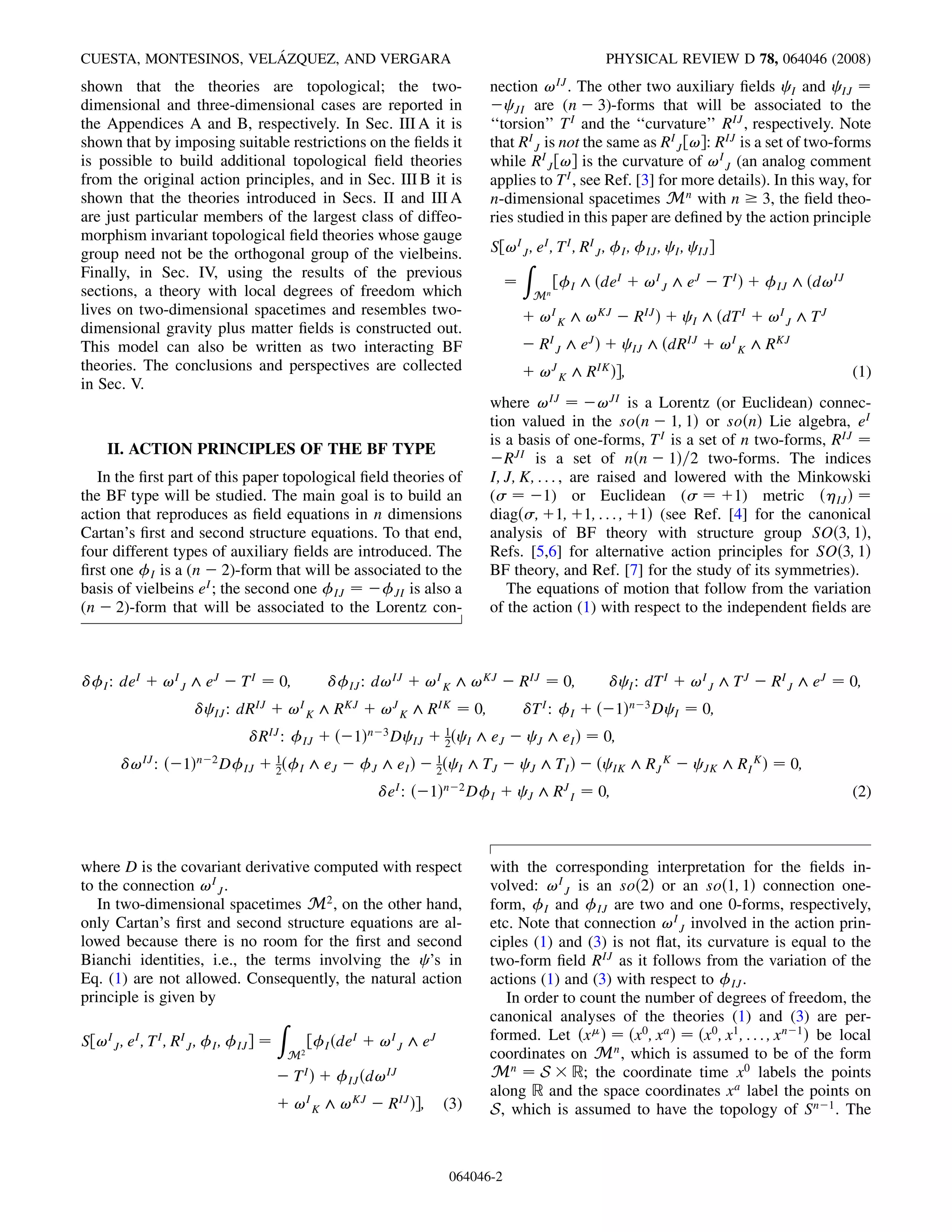Topological Field Theories In N Dimensional Spacetimes And Cartans Equations | PDF