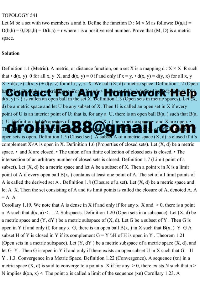 TOPOLOGY 541Let M be a set with two members a and b. Define the fu.pdf