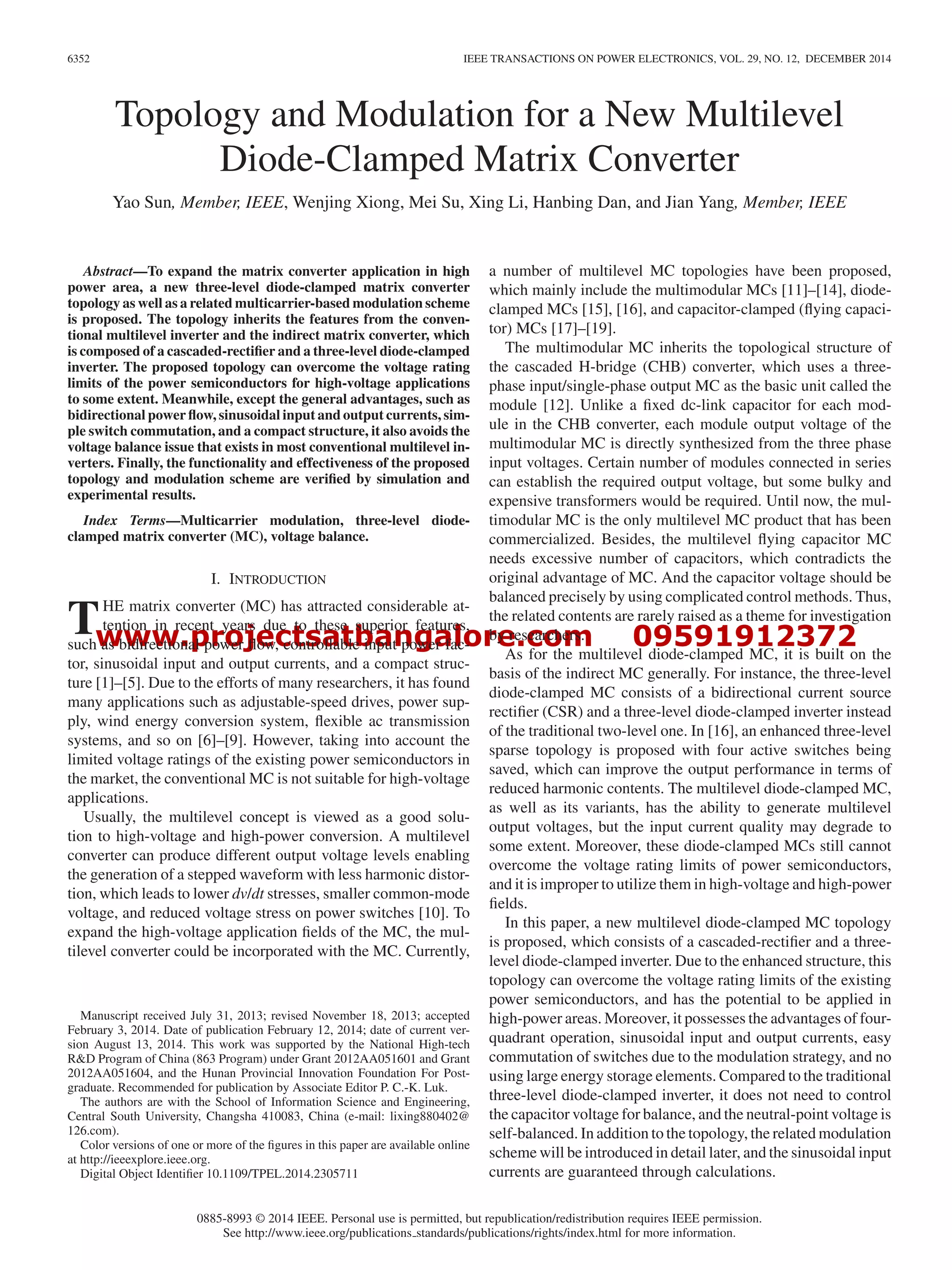 Topology And Modulation For A New Multilevel Diode Clamped Matrix Converter Pdf