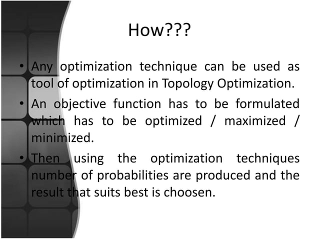 Topology optimization | PPTX | Physics | Science