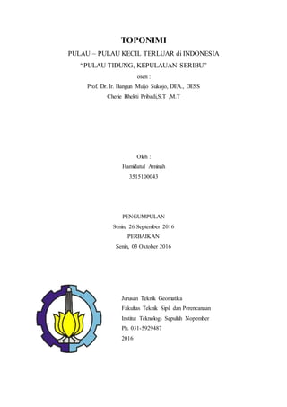 03_Toponimi Pulau Tidung, Kepulauan Seribu | PDF