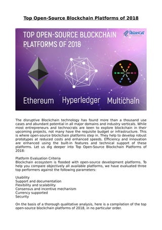 Top open source blockchain platforms of 2018 | PDF