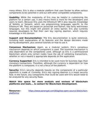 Top open source blockchain platforms of 2018 | PDF