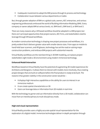 Top opportunities to leverage a vr based workflow in bim enabled ...