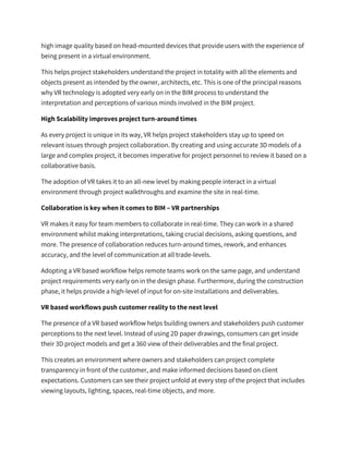 Top opportunities to leverage a vr based workflow in bim enabled ...