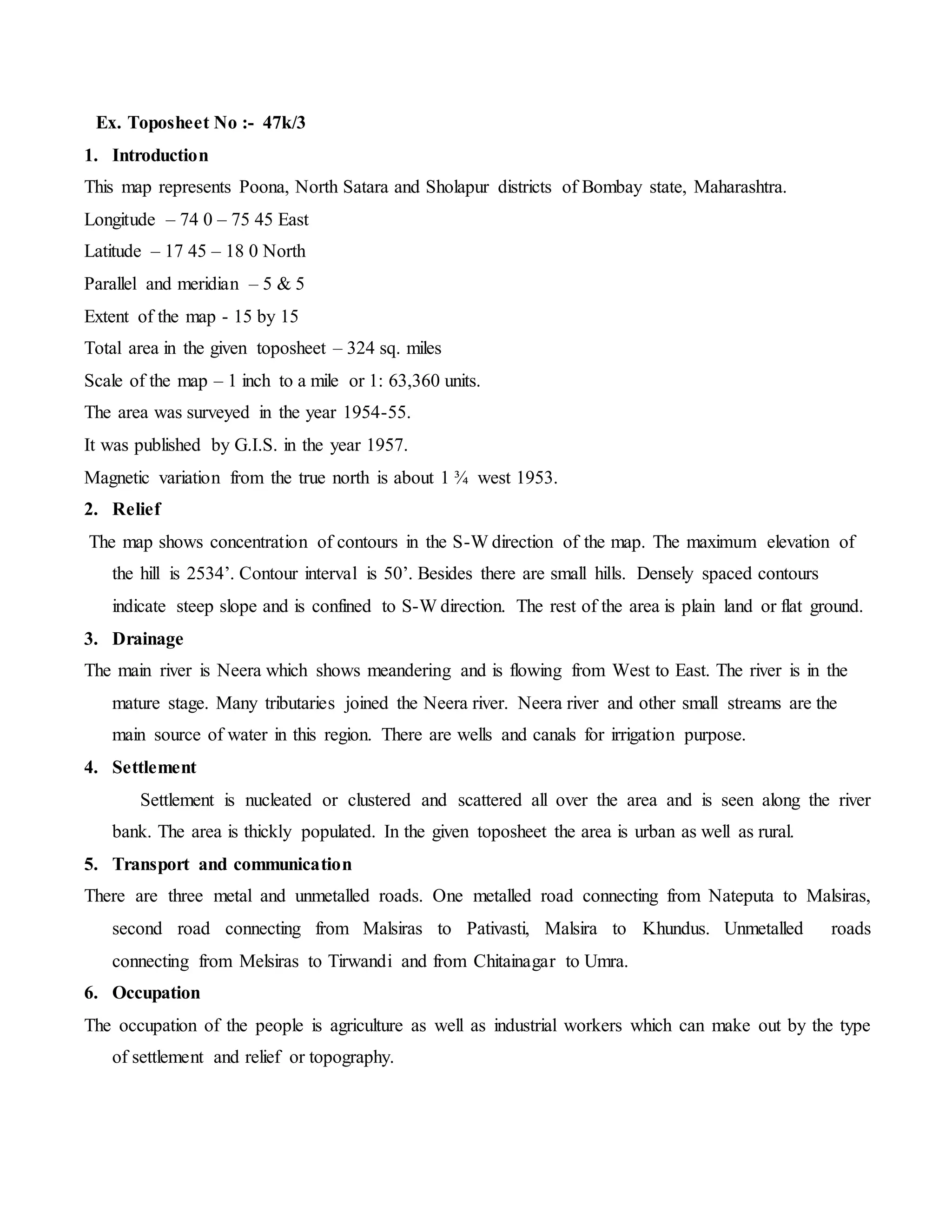 Toposheet interpretation | DOC