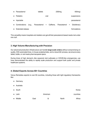 Top Paracetamol Manufacturer in India_ Why Venus Remedies Leads the Pack | PDF