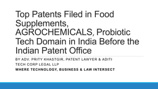 Top patents filed in food supplements, agrochemicals, probiotic tech ...