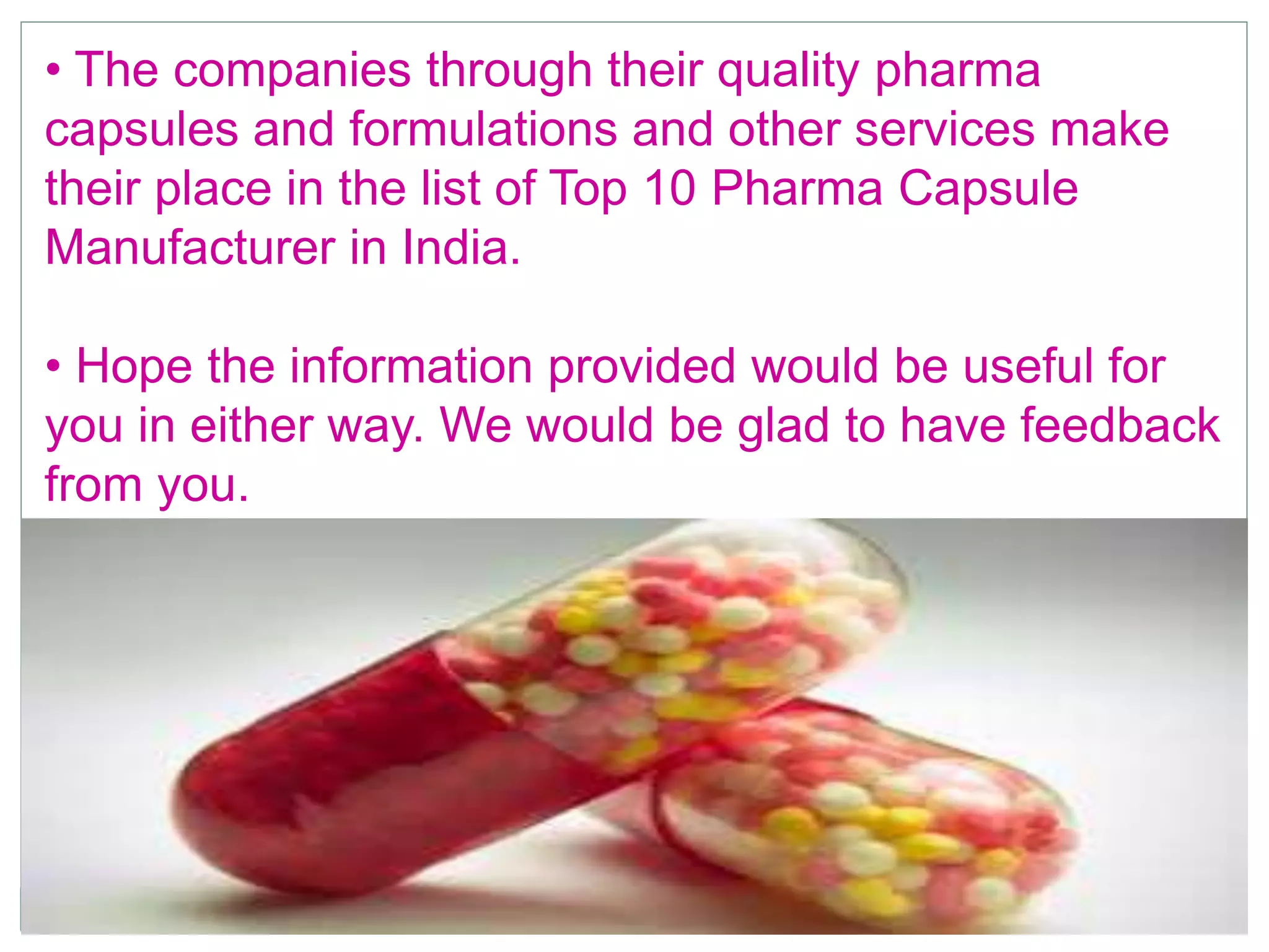 Top pharma capsule manufacturer in india ppt | PPTX | Pharmaceutical ...