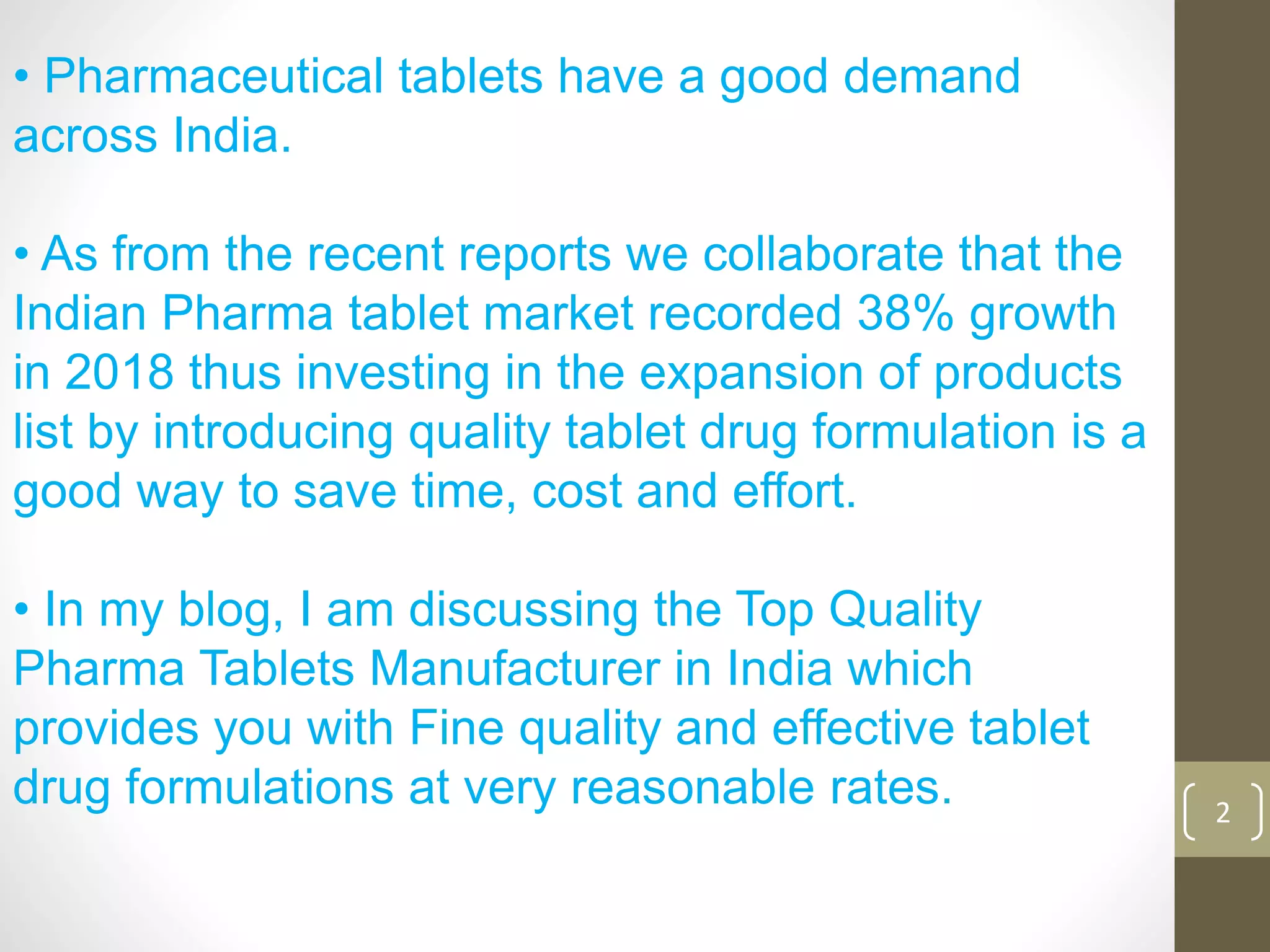 Top pharma tablets manufacturer in india ppt | PPT