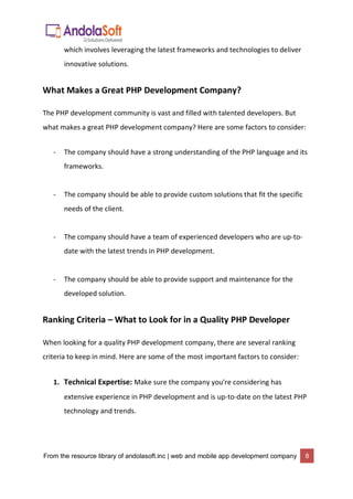Ranking The Best PHP Development Companies in the World | PDF