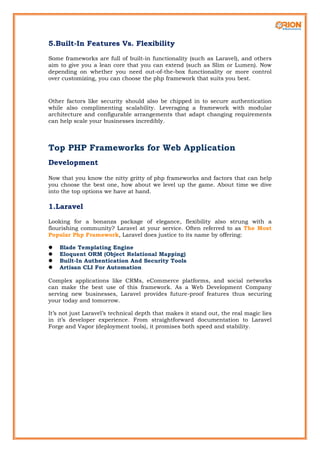 TOP PHP FRAMEWORKS FOR WEB APPLICATION DEVELOPMENT | PDF