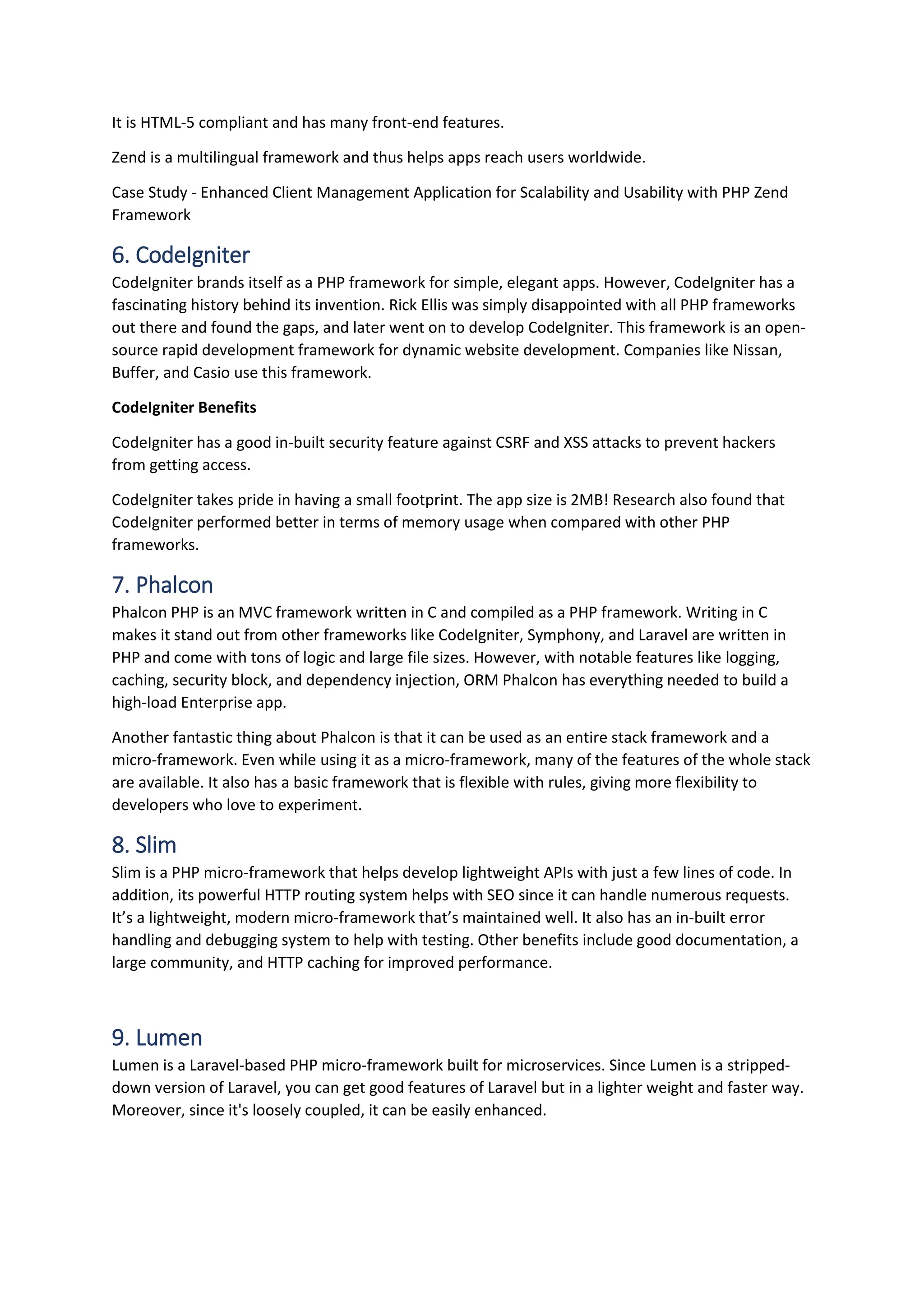 Top PHP Frameworks in 2024 That Developer Must Know | PDF