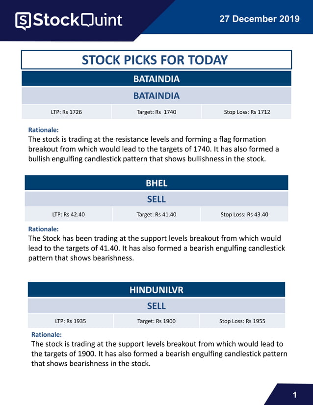 Top picks and expert view new 27-th december - 2019 | PDF | Stocks and ...