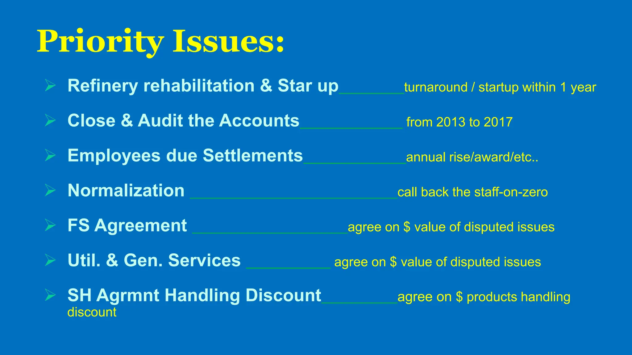 Topping Unit Report explains the current conditions of the topping unit ...