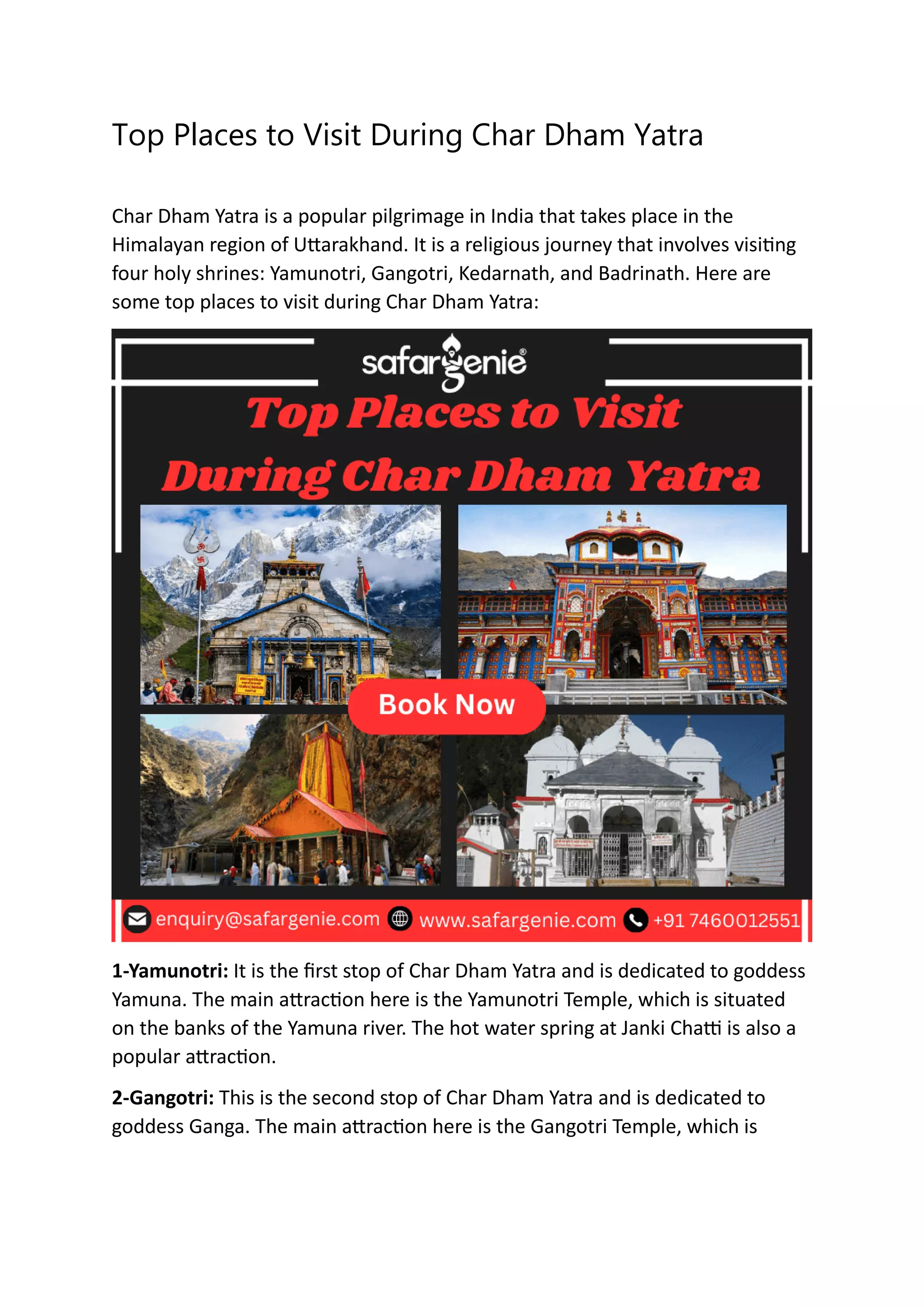 Top Places to Visit During Char Dham Yatra | PDF