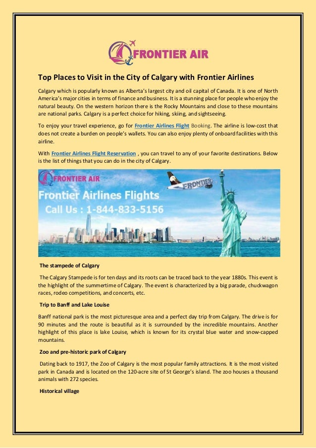 Top places to visit in calgary frontier airlines