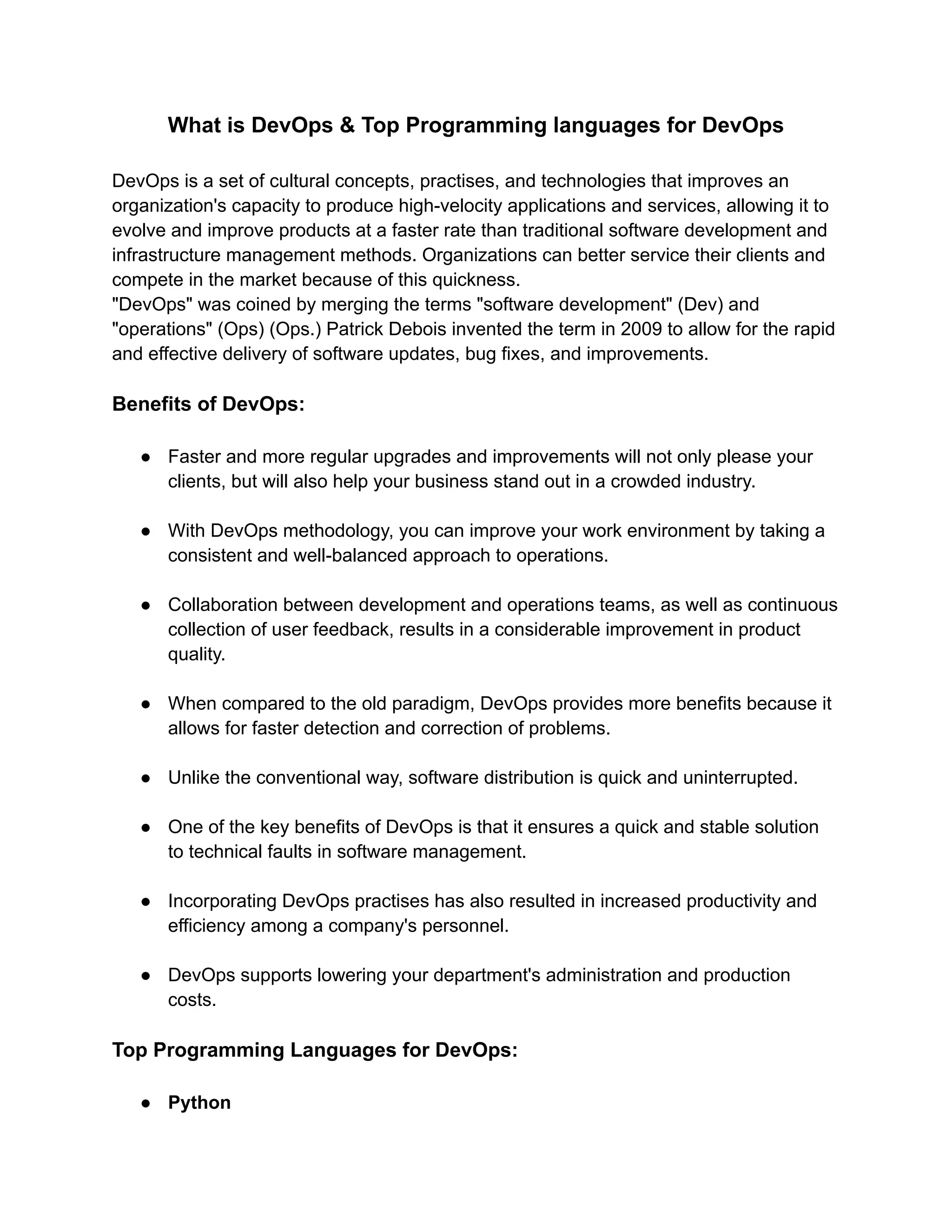 Top programming languages for DevOps | PDF