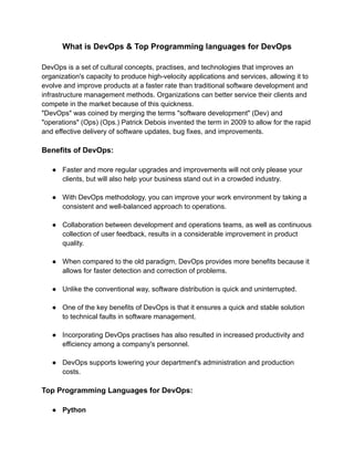 Top programming languages for DevOps | PDF