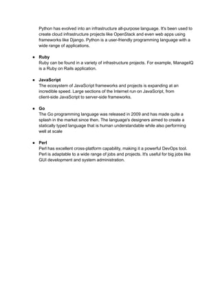 Top programming languages for DevOps | PDF