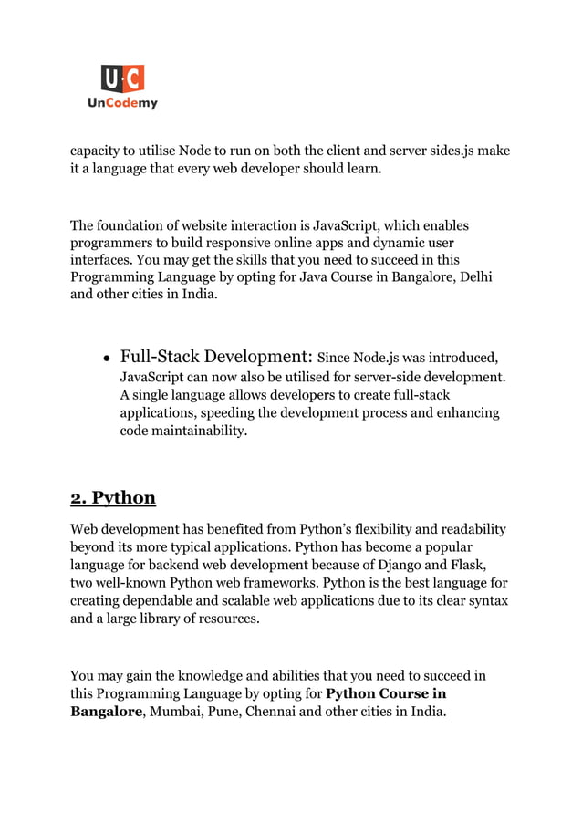 Top Programming Languages To Learn For Web Development In 2023 1pdf 