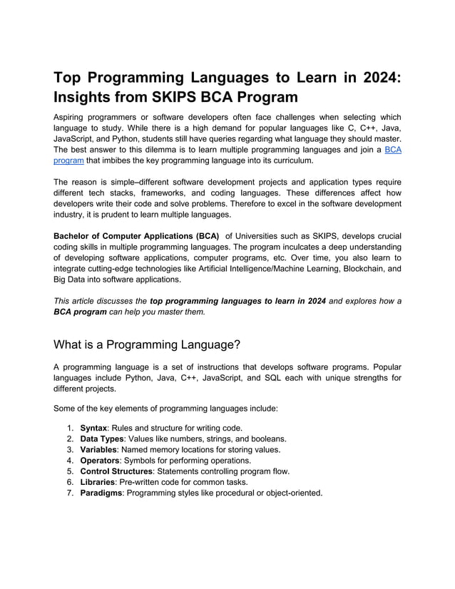 Top Programming Languages to Learn in 2024_ Insights from SKIPS BCA Program.pdf