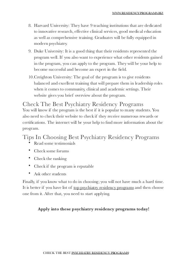 Psychiatry Residency Programs