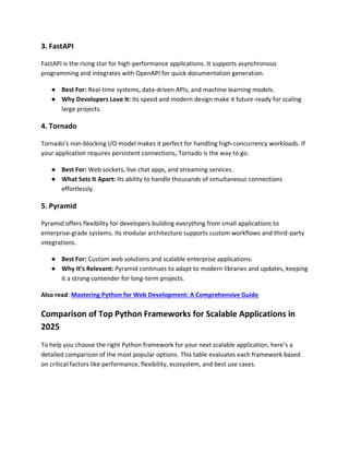 Guide to Python Frameworks for Scalability in 2025 | PDF