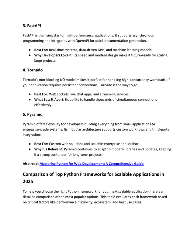 Guide to Python Frameworks for Scalability in 2025 | PDF