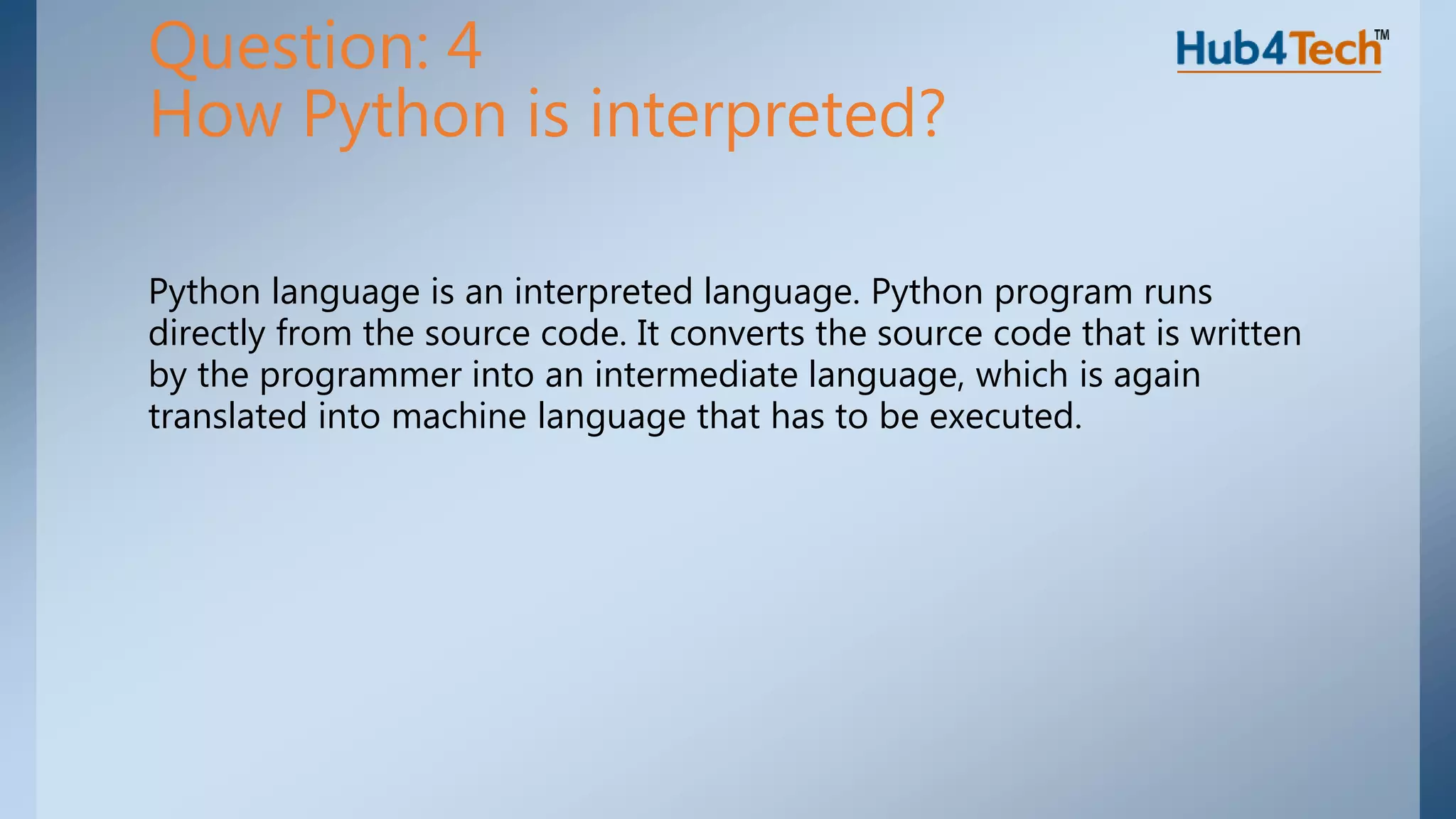 Top python interview question and answer | PPTX Top python interview question and answer | PPTX