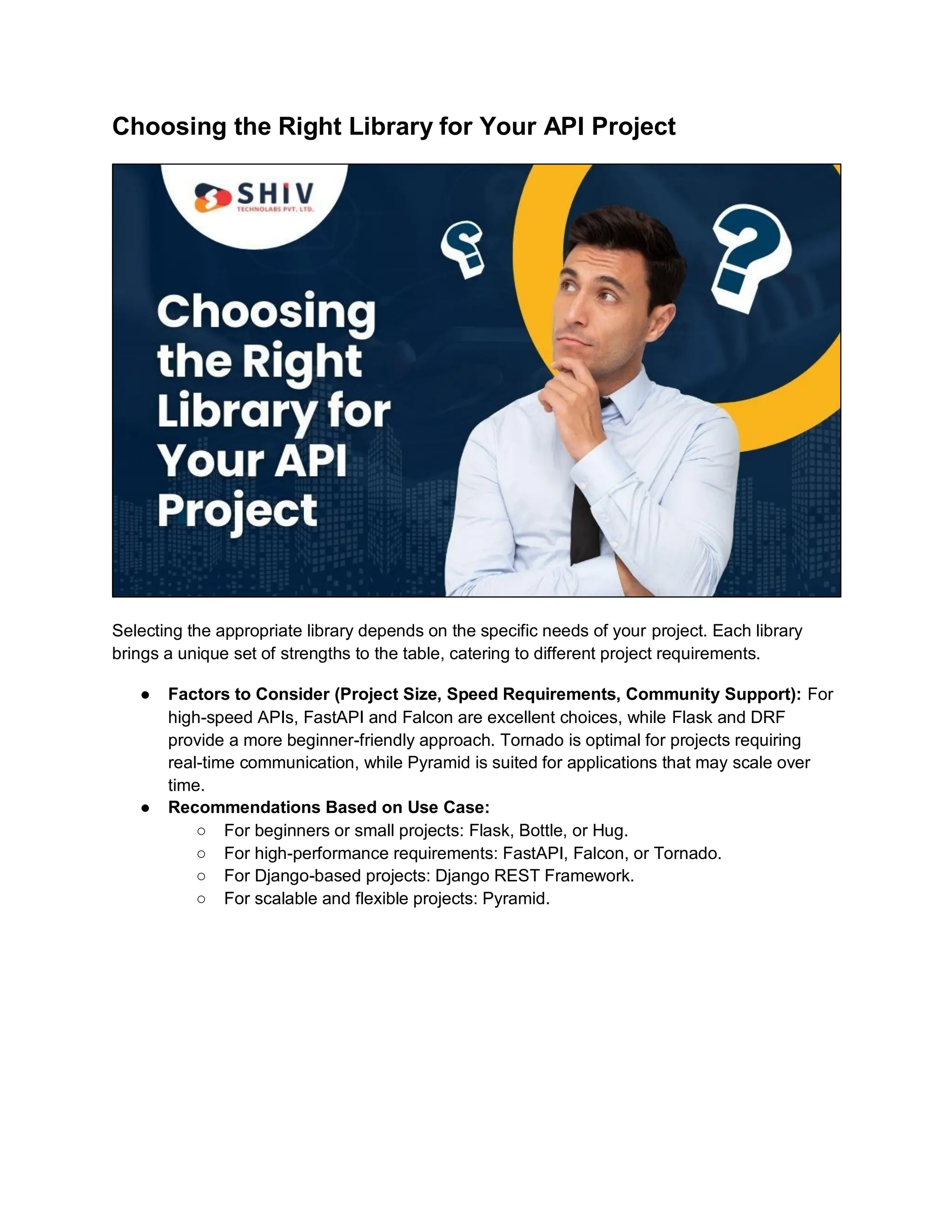 Selecting the Right Python Library for Fast API Solutions | PDF