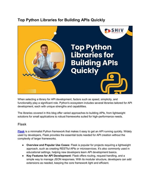 Selecting the Right Python Library for Fast API Solutions | PDF
